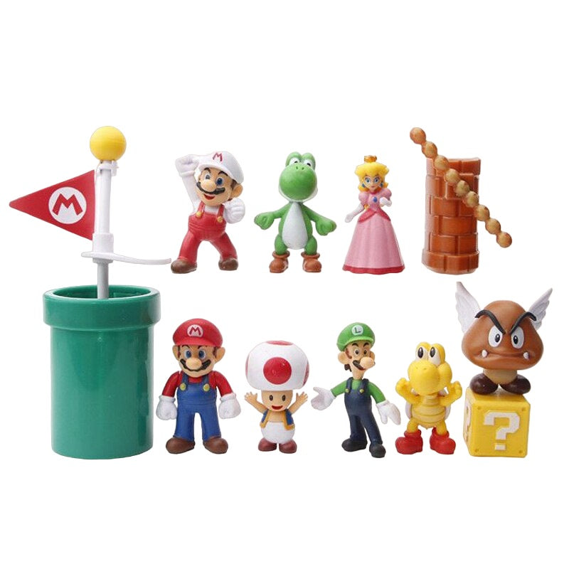 Mario Brothers Set Of 12 Action Figures Childhood Game Figures collect