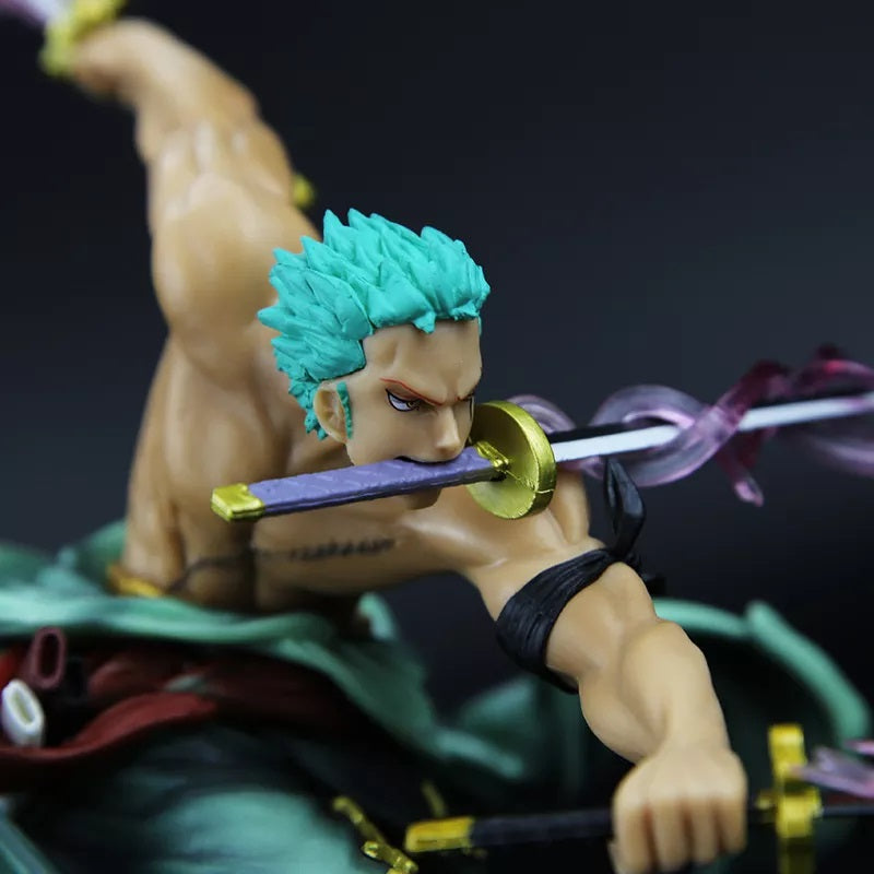 One Piece Anime Roronoa Zoro Combat Mode Anime Action Figure With 2 He