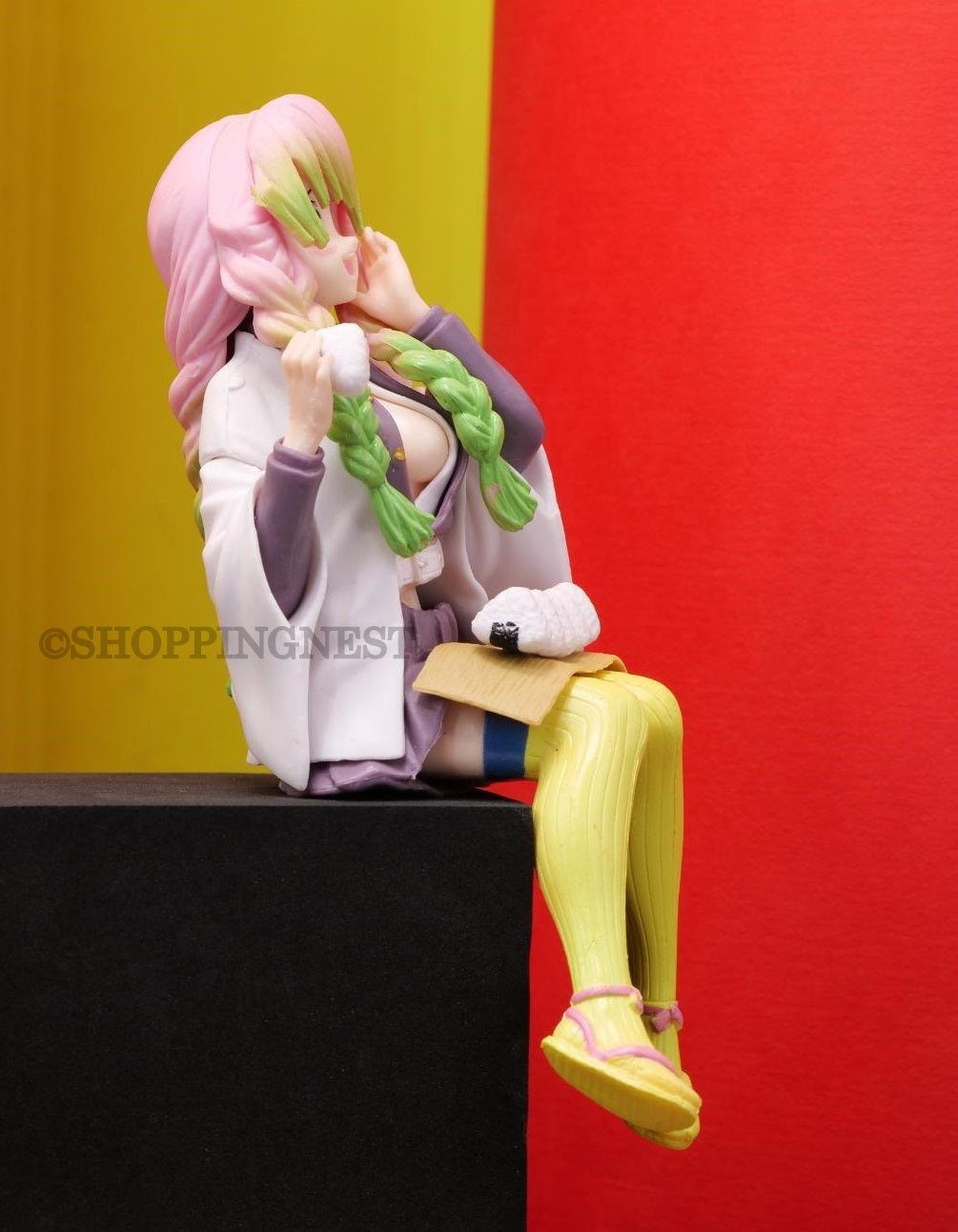 Demon Slayer Figure Mitsuri Kanroji Eating Rice Balls Anime Sitting Po