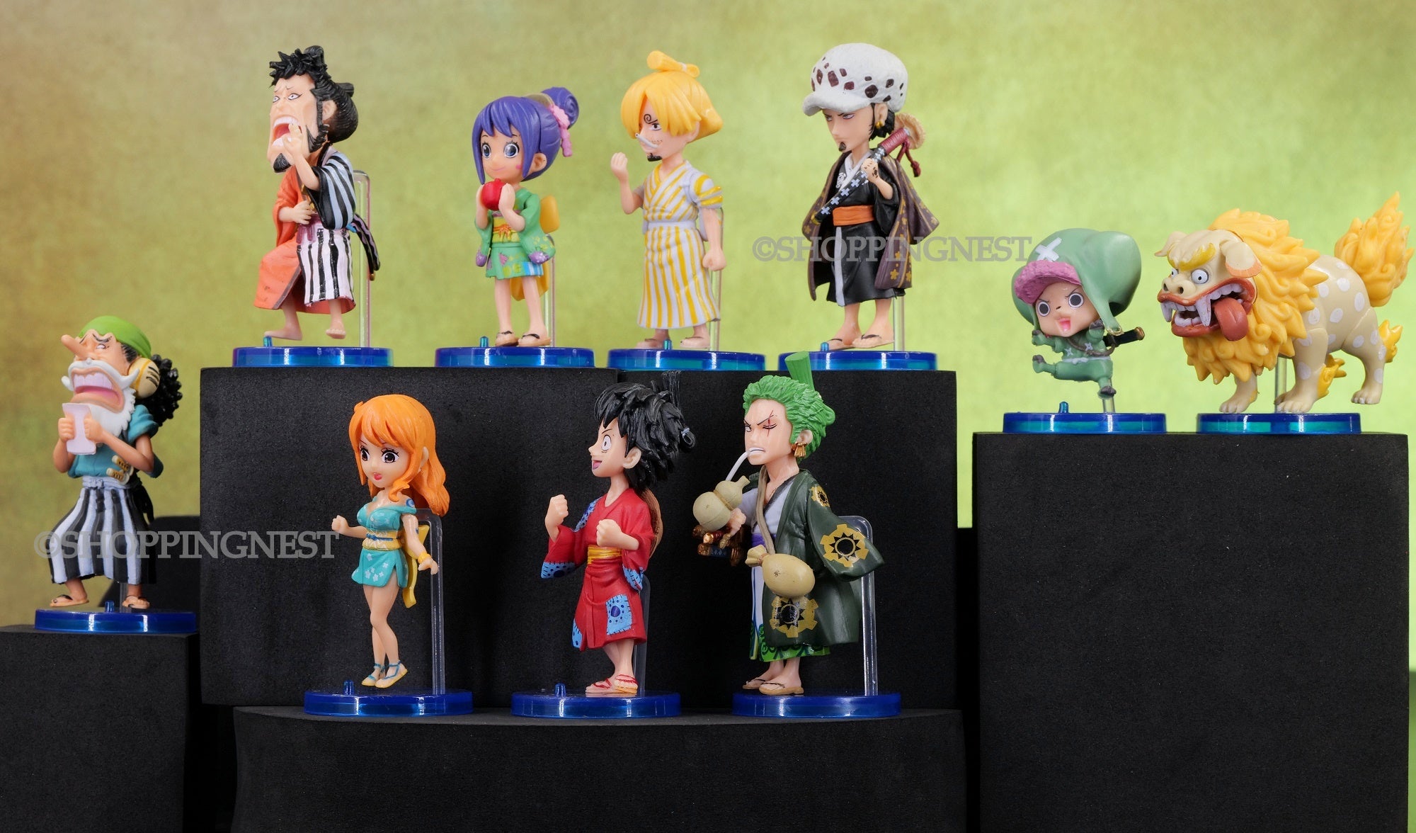 One Piece Anime 10 PC BLUE STAND Set E Collectible Action Figure