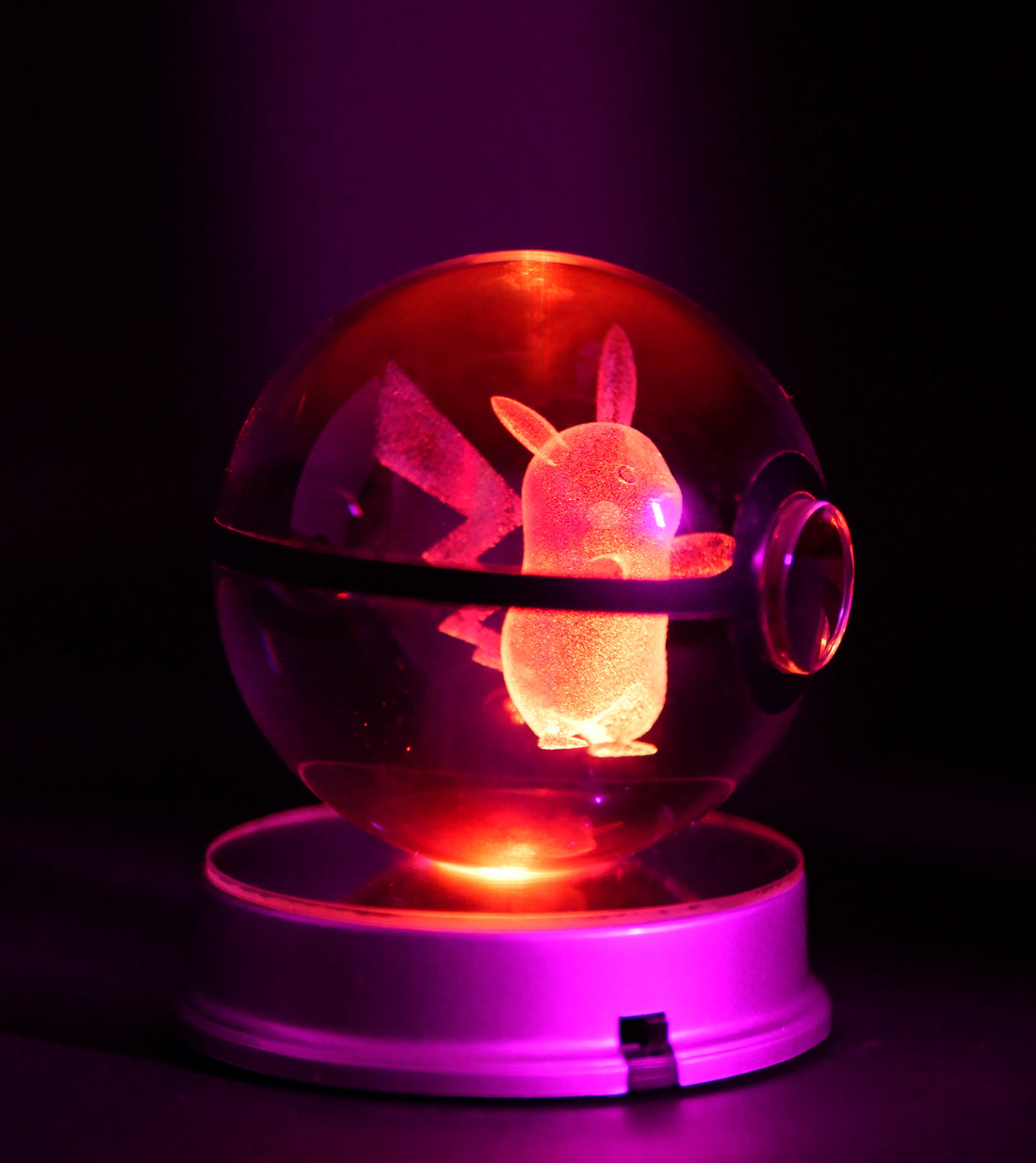 Pikachu Pokémon Crystal Poké Ball 3D Laser Engraved Figurine | Color C