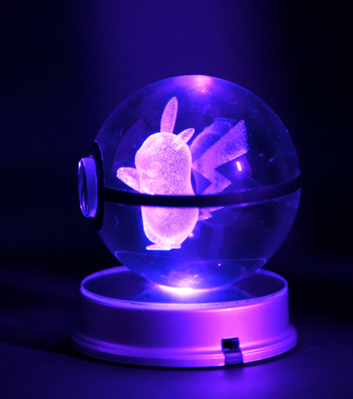Pikachu Pokémon Crystal Poké Ball 3D Laser Engraved Figurine | Color C